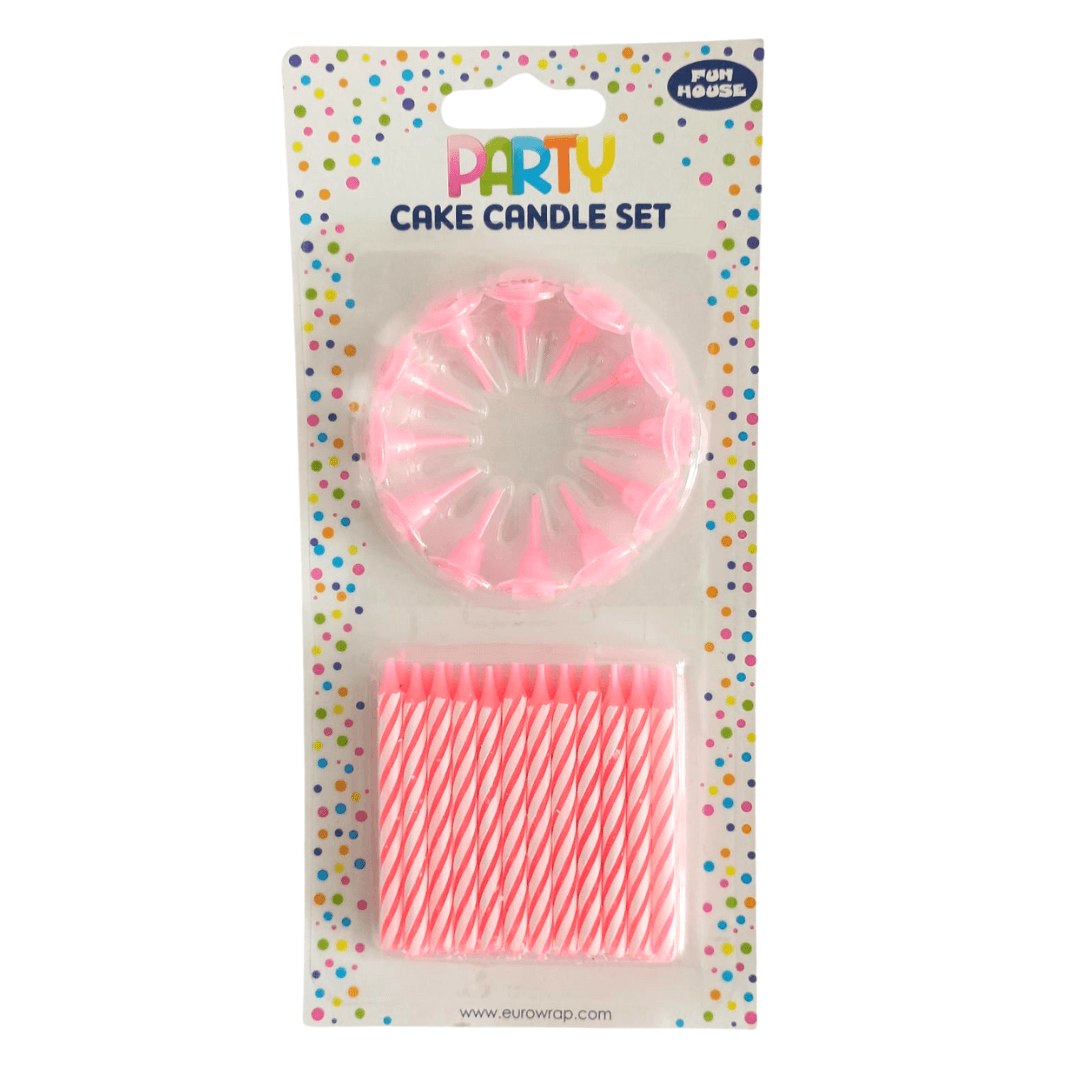 Birthday Cake Candle & Holder Set - Pink For Kids
