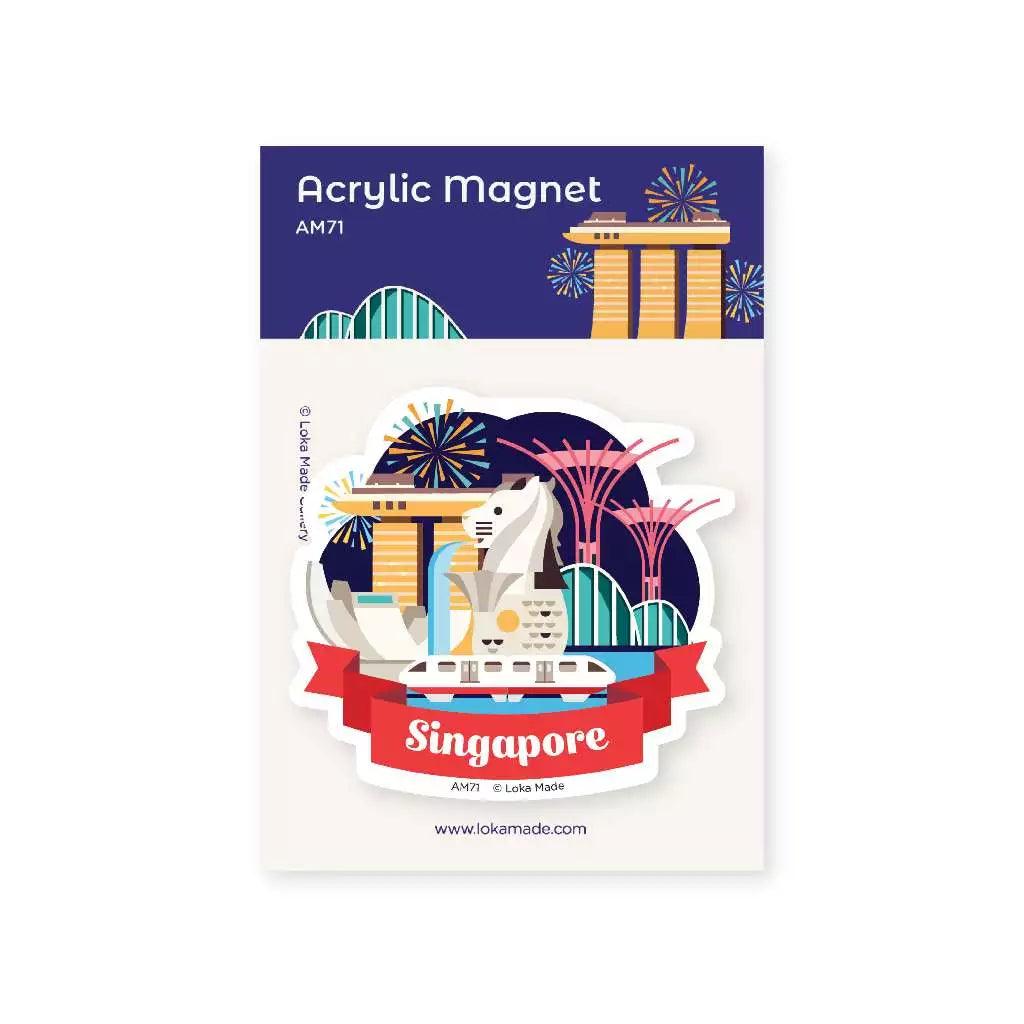 Singapore Acrylic Magnet - Singapore Checked In For Kids
