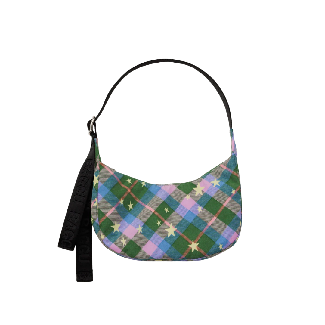 Small Nylon Crescent Bag - Green Star Plaid | Spectrum Store: Family ...