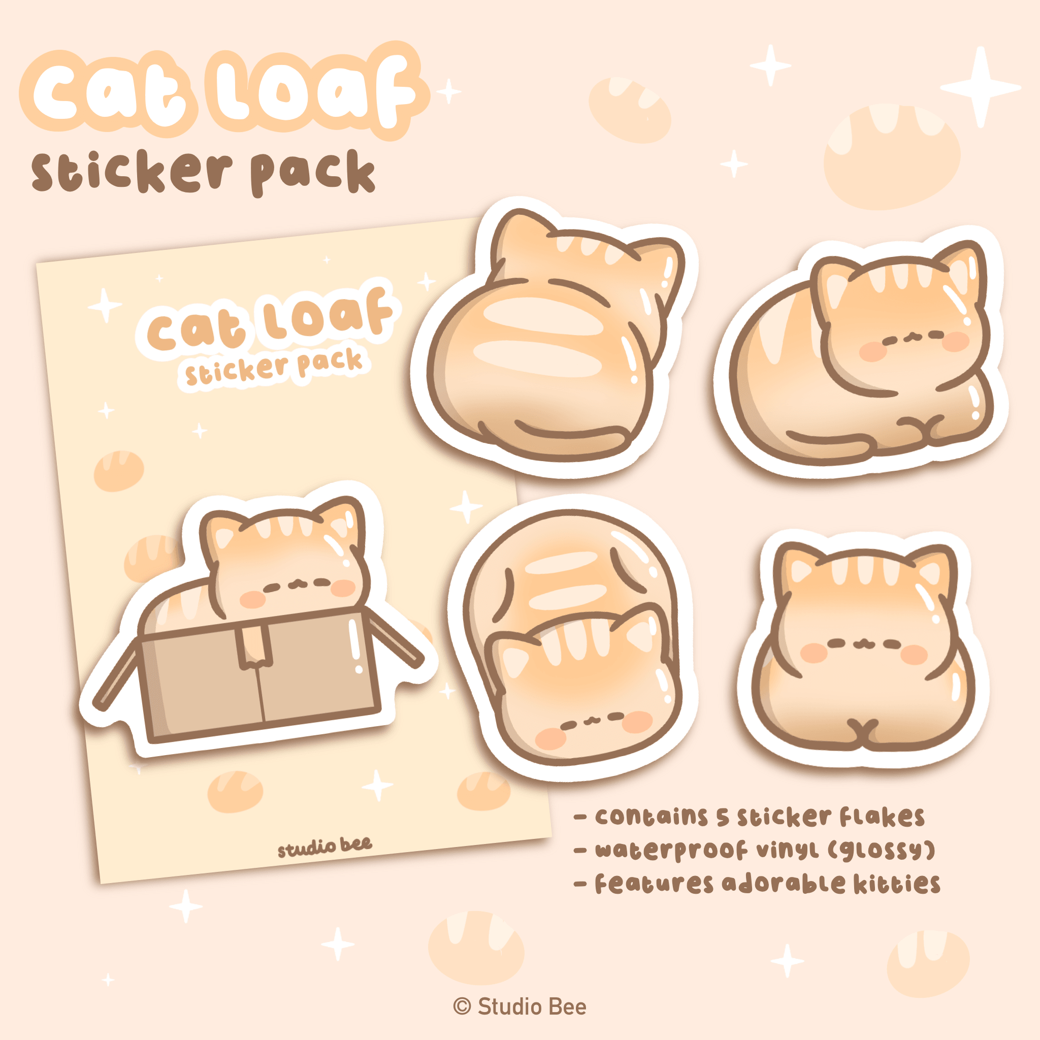 Cat Loaf Sticker Pack (5 pcs) For Kids