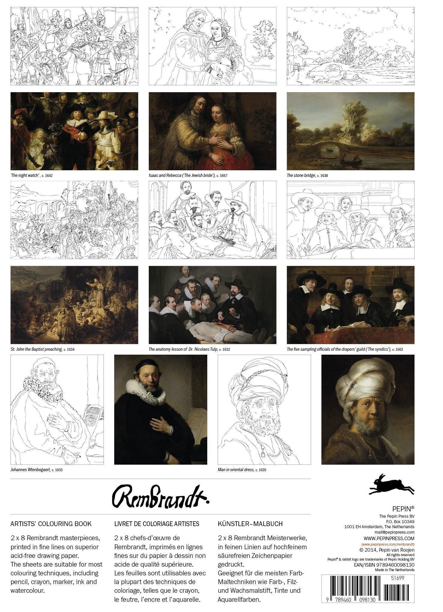 Artists' Colouring Book: Rembrandt For Kids