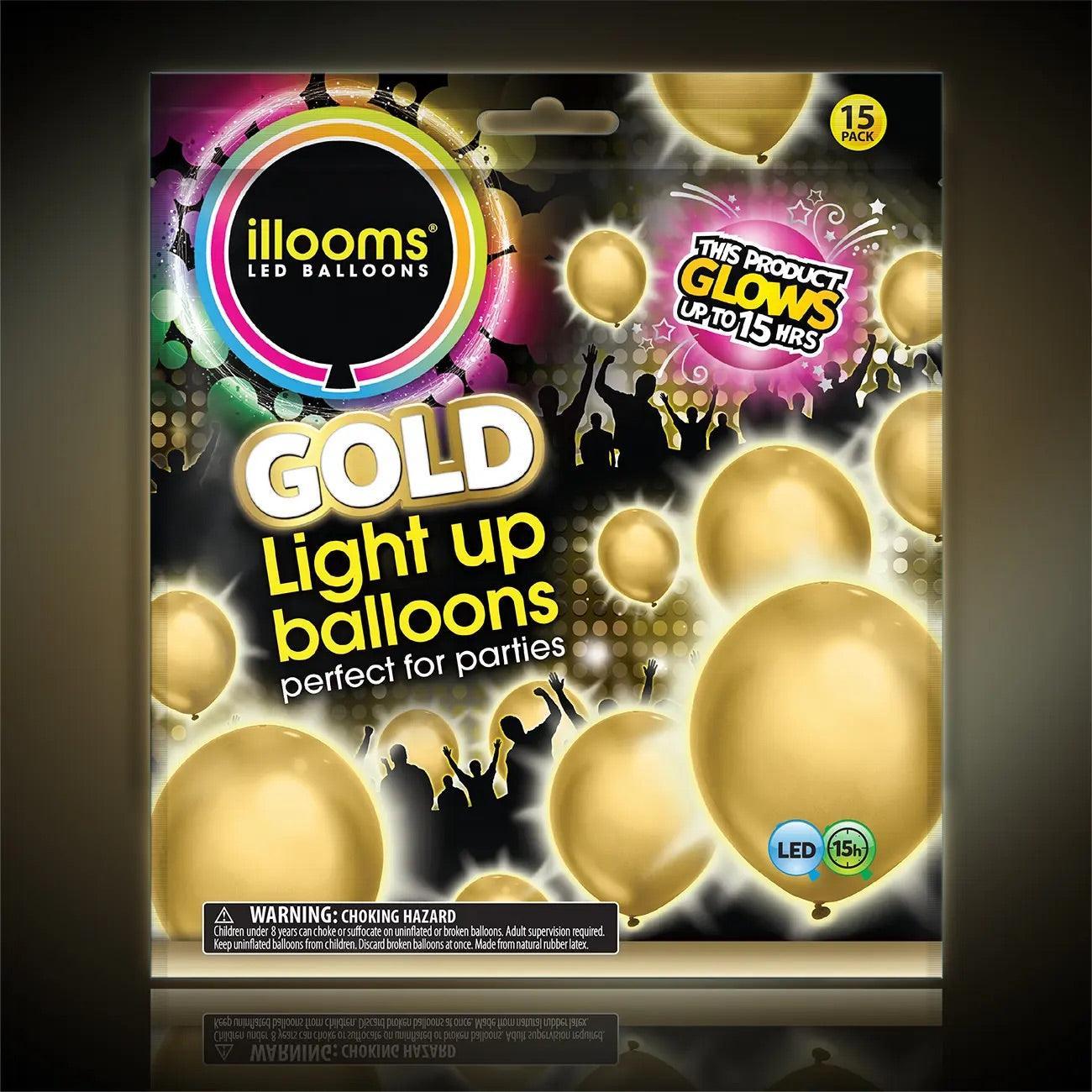 Gold Light Up Balloons - 15 Pack | Spectrum Store: Family Lifestyle Store