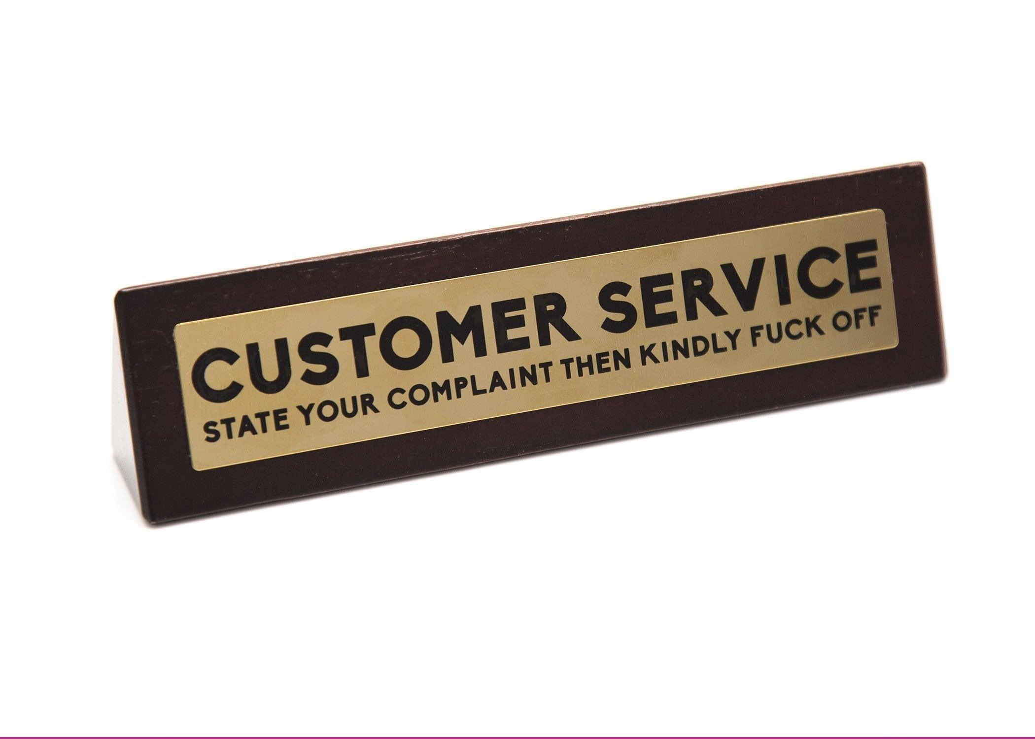 Wooden Desk Sign - Customer Service For Kids